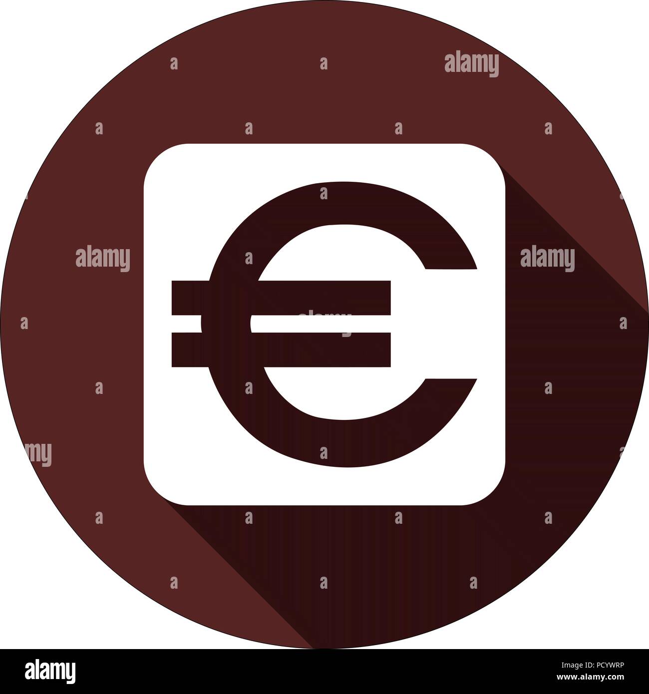Vector. White square with EURO sign on a circle of dark red color Stock ...