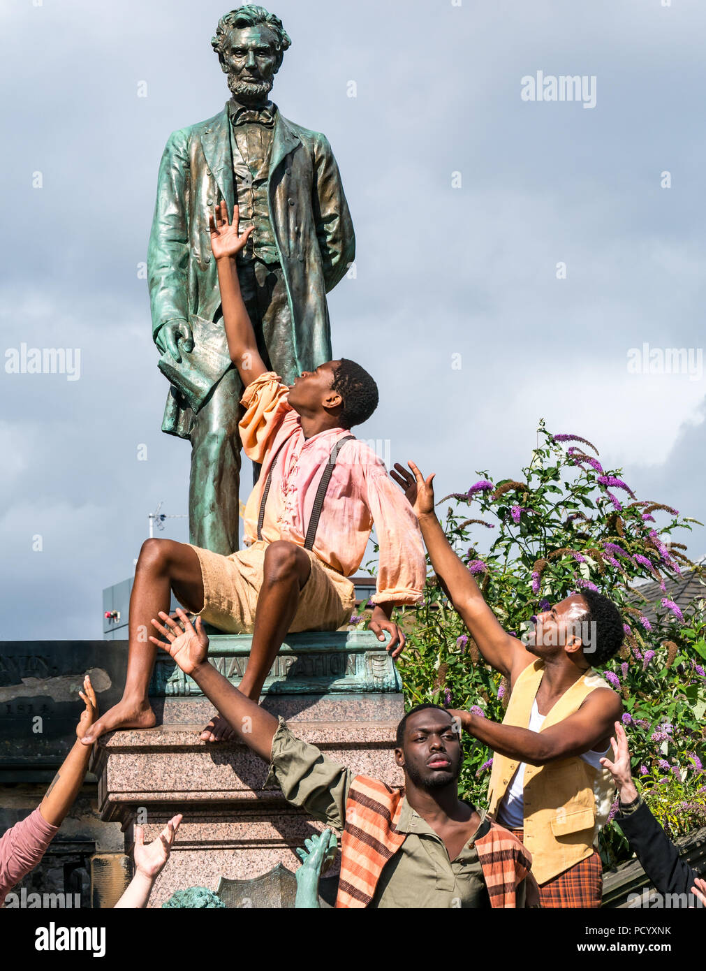 Cast of Henry Box Brown Musical about slavery saluting, Fringe Festival ...