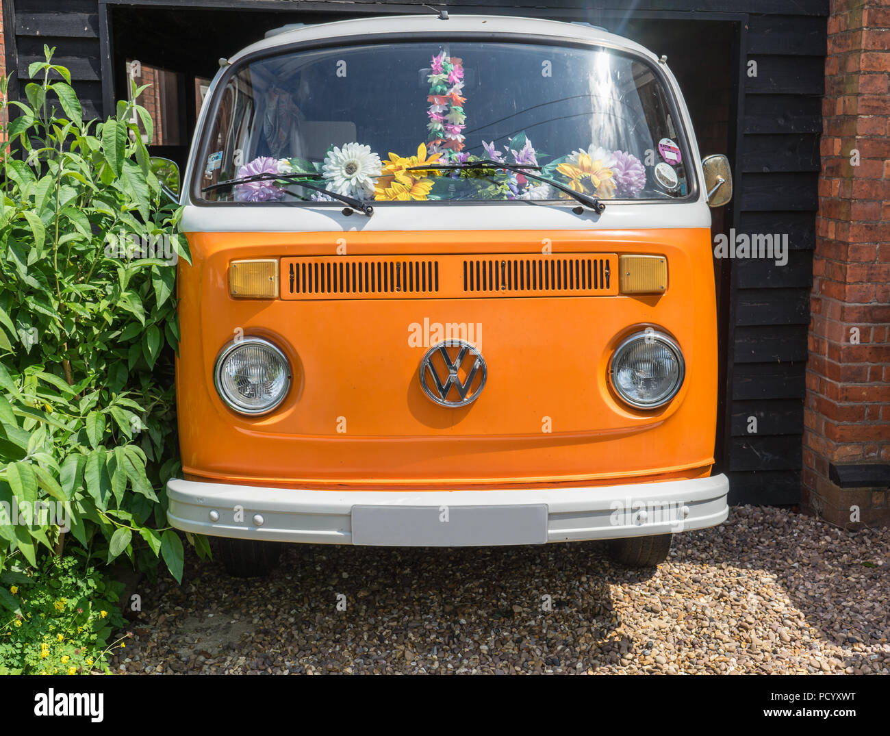 Bedford,Bedfordshire,UK,March 13,2018.Orange vw retro bus camper Stock ...