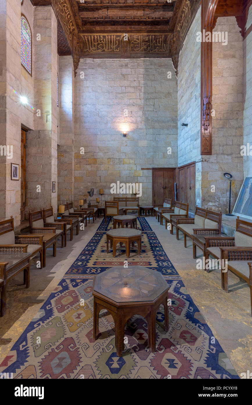 Lounge at the mausoleum of Sultan al Ghouri, al Azhar district, Cairo ...