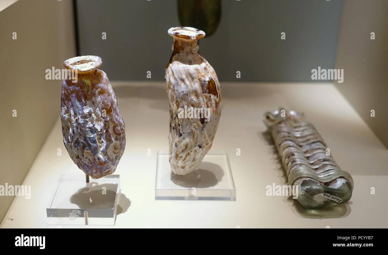 Amber flasks in the shape of dates, Roman, 2nd century, with double ...