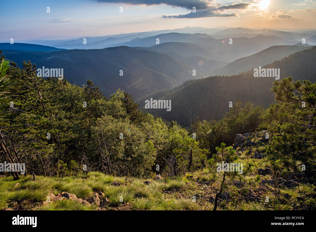 Landscape view from Golubac peak on Divcibare mountain in Serbia ...