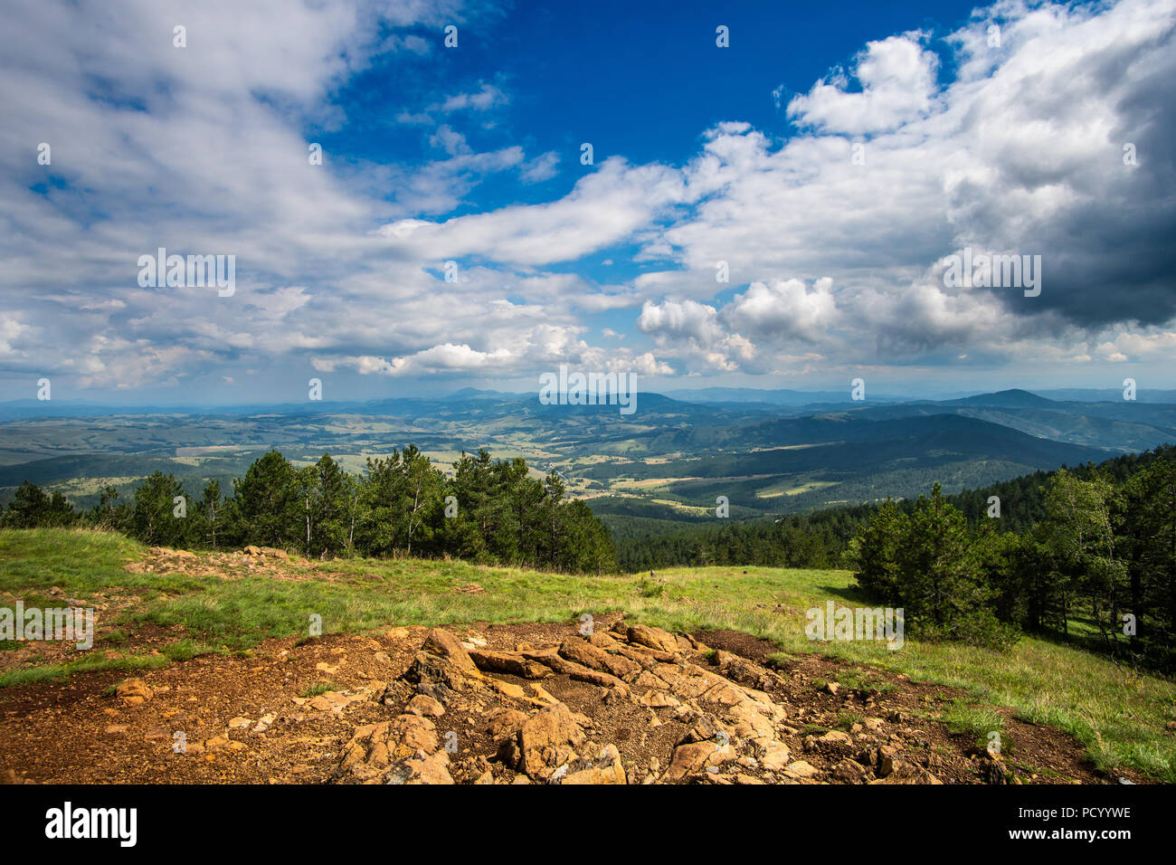 Landscape view from Black peak on Divcibare mountain in Serbia ...