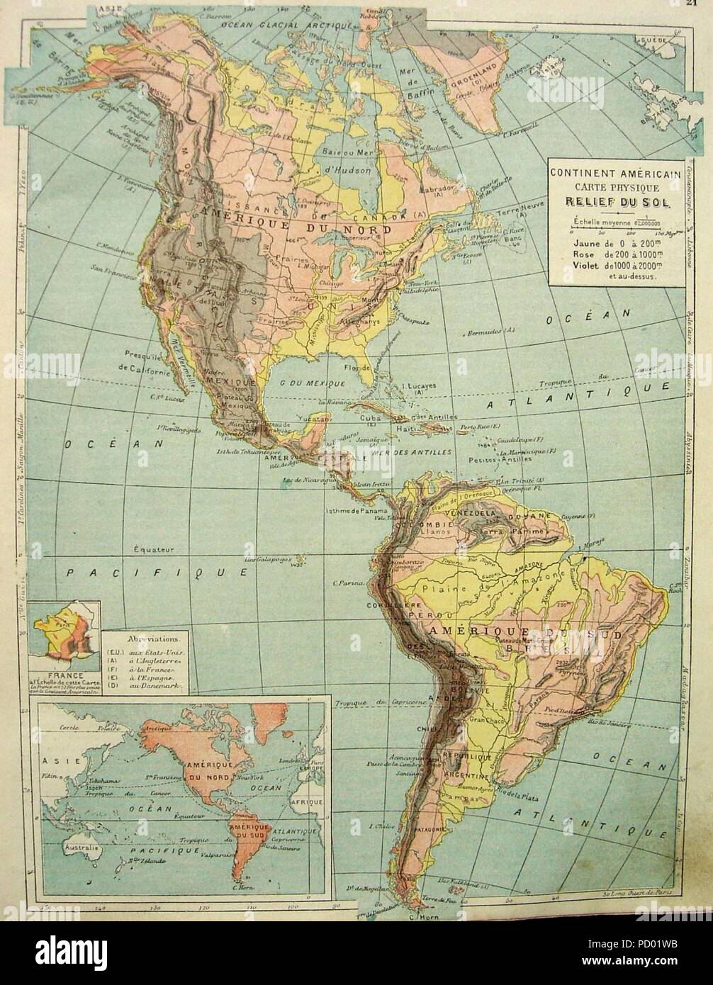 America relief map Stock Photo - Alamy