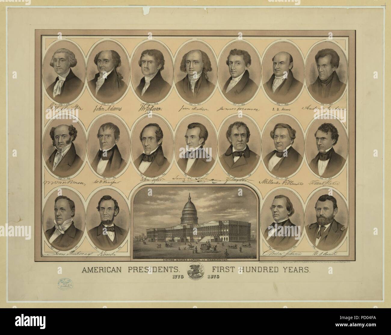 American presidents - first hundred years - 1776 1876 Stock Photo - Alamy