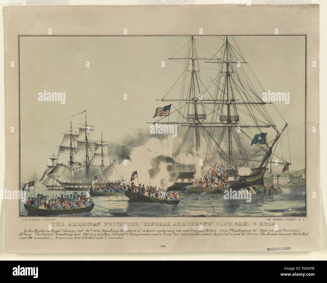 American privateer ‘General Armstrong‘ Capt. Sam. C. Reid - lith. & pub ...