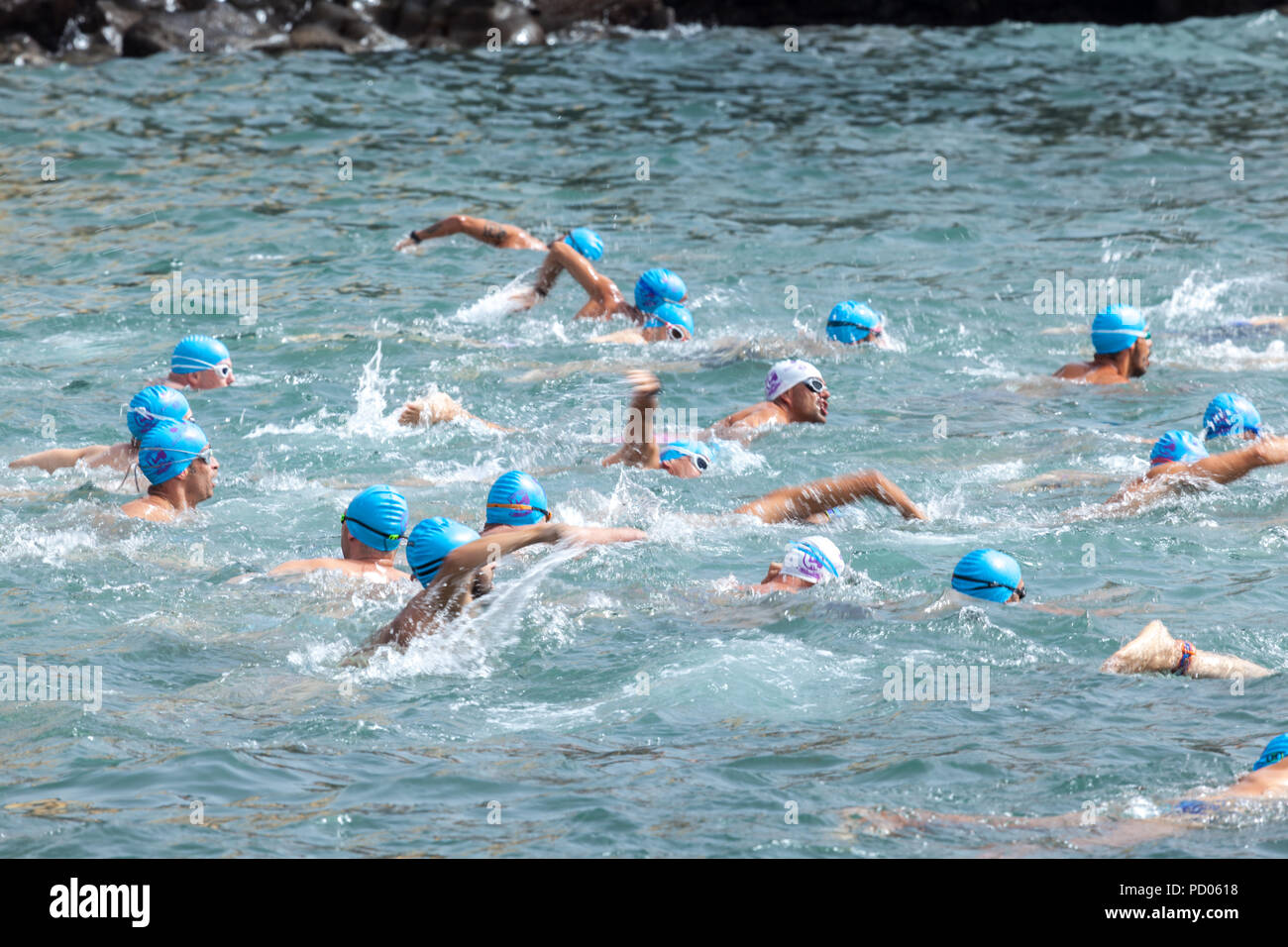 SWIMMING-Cross at Bajamar municipality. Tenerife island Stock Photo - Alamy