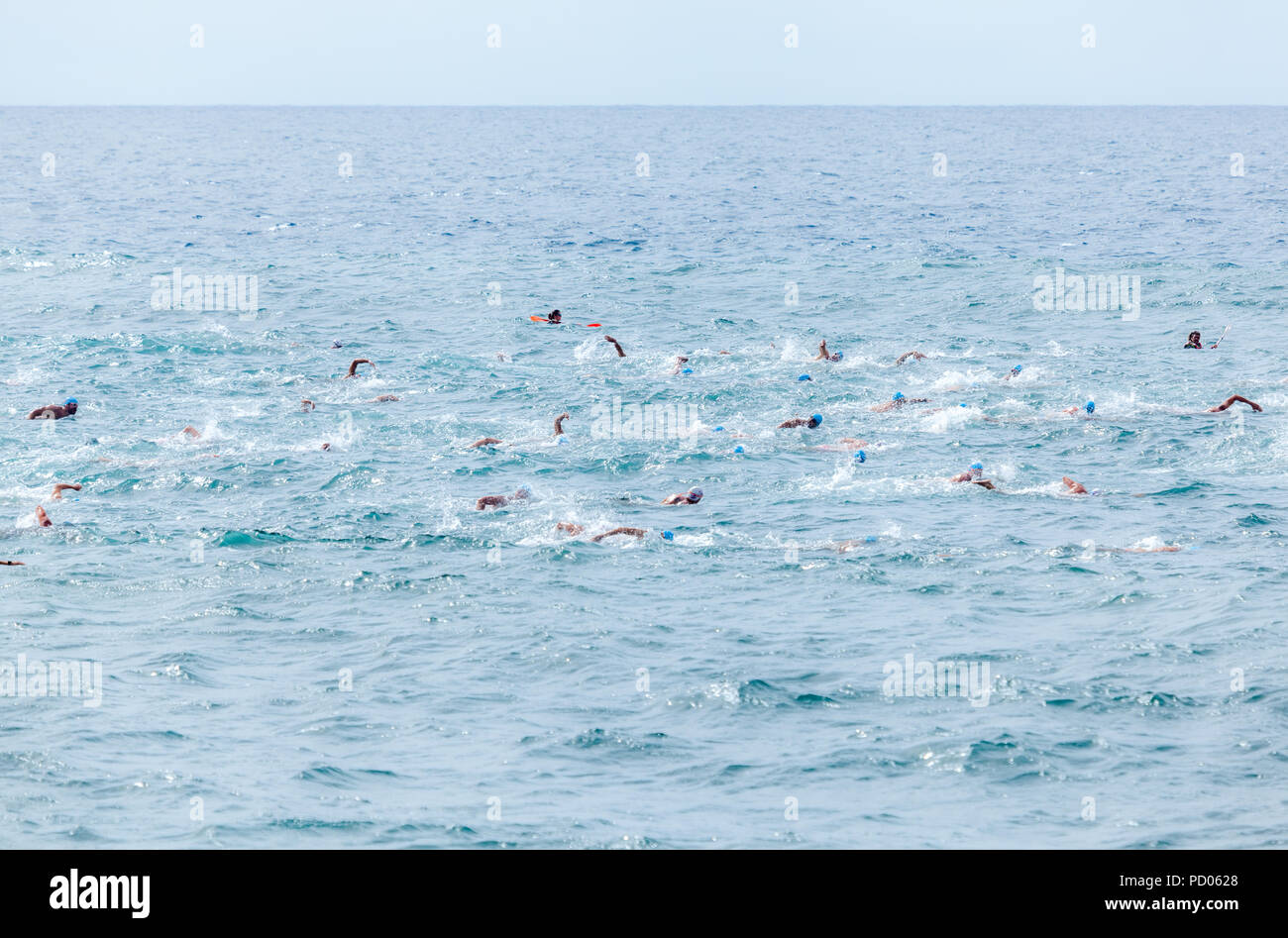 SWIMMING-Cross at Bajamar municipality. Tenerife island Stock Photo - Alamy