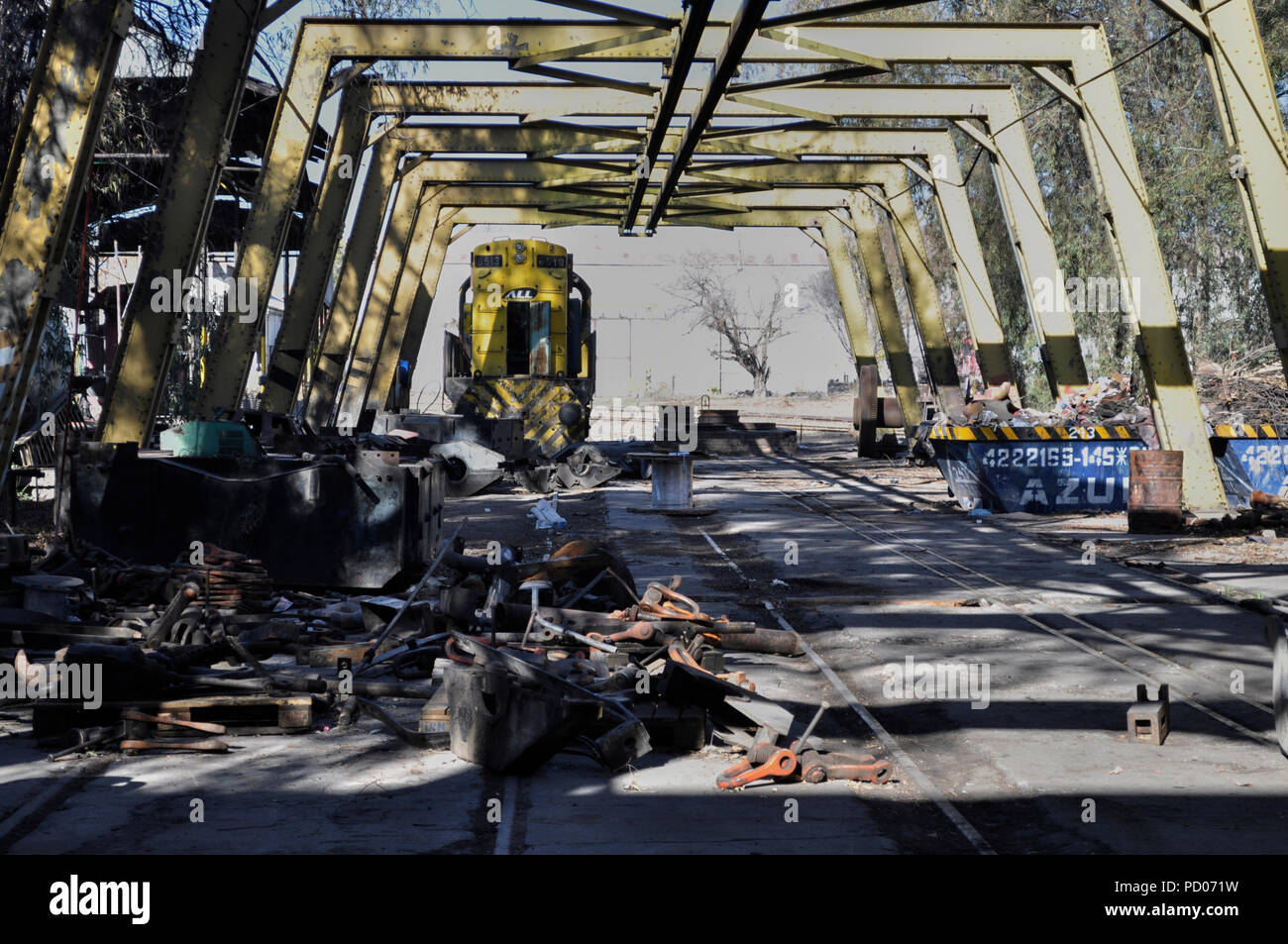 MENDOZA, ARGENTINE, June 11, 2013. Train maintenance, locomotive repair ...
