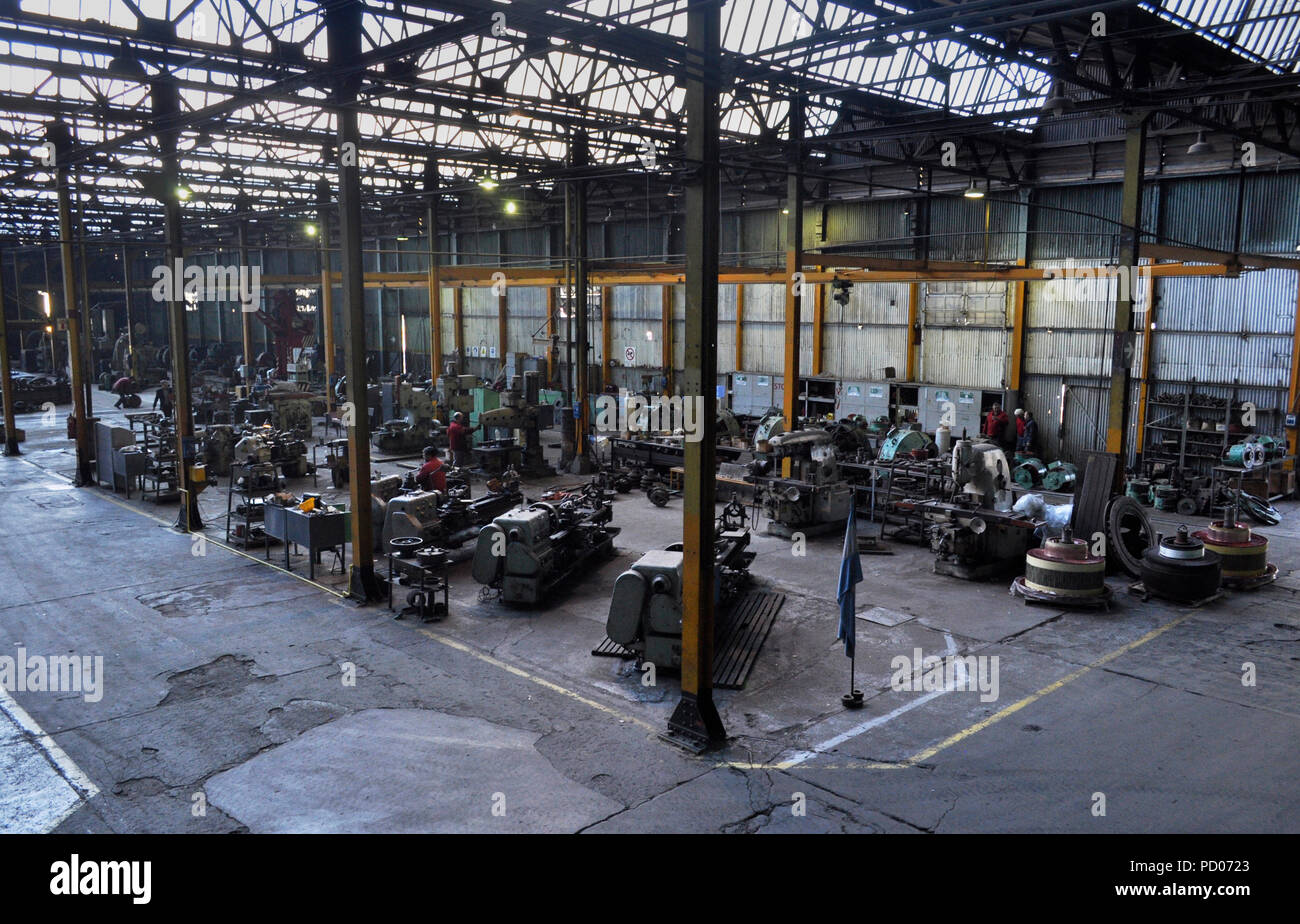 MENDOZA, ARGENTINE, June 11, 2013. Train maintenance, locomotive repair ...