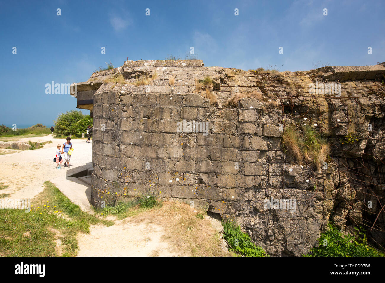 A German gun emplacement at Point du Hoc in Normandy which was attacked ...