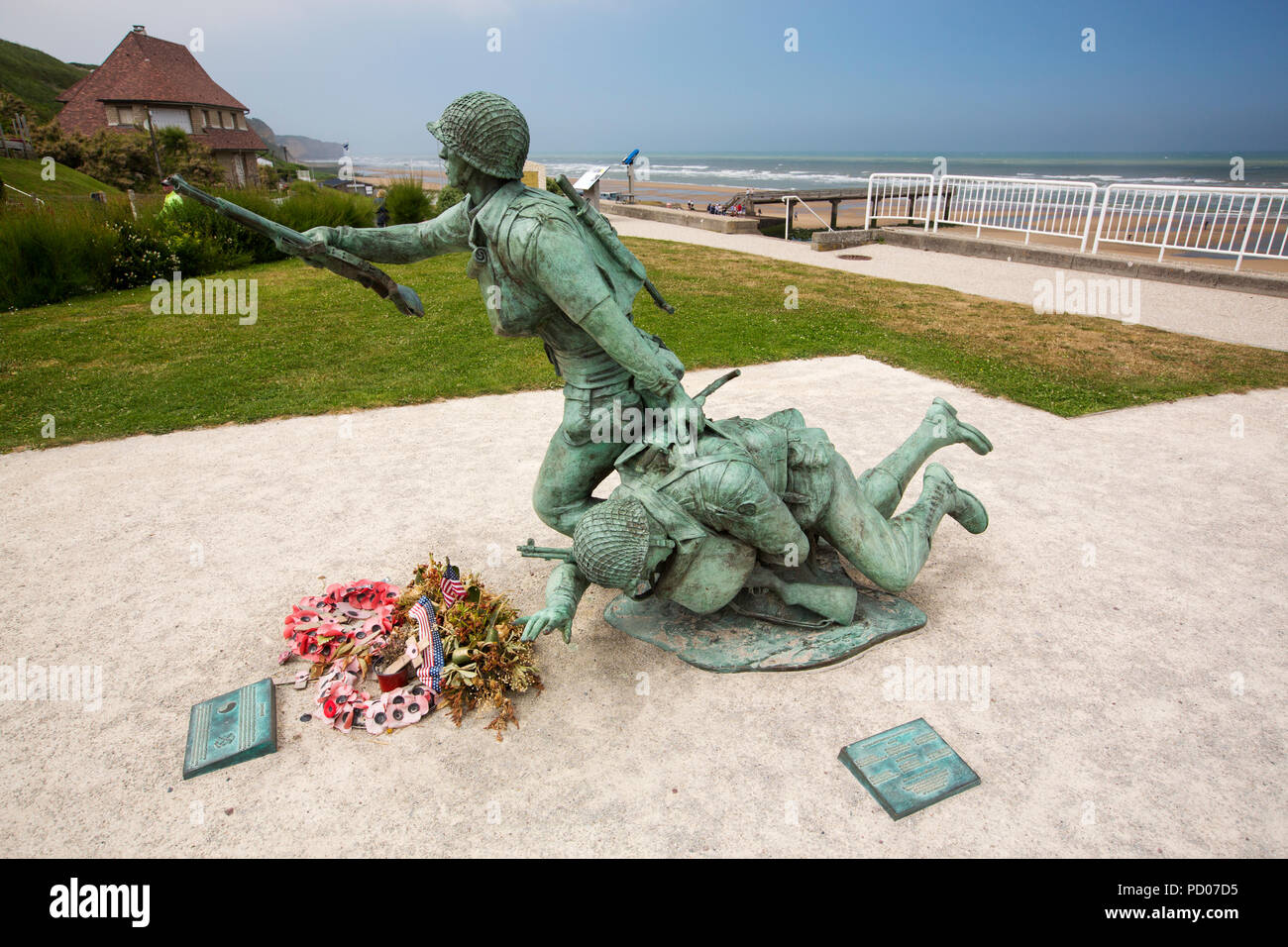 A 2nd World War monument in Vierville-Sur-Mer, sight of Omaha beach ...