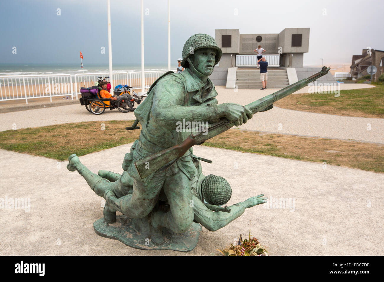 A 2nd World War monument in Vierville-Sur-Mer, sight of Omaha beach ...
