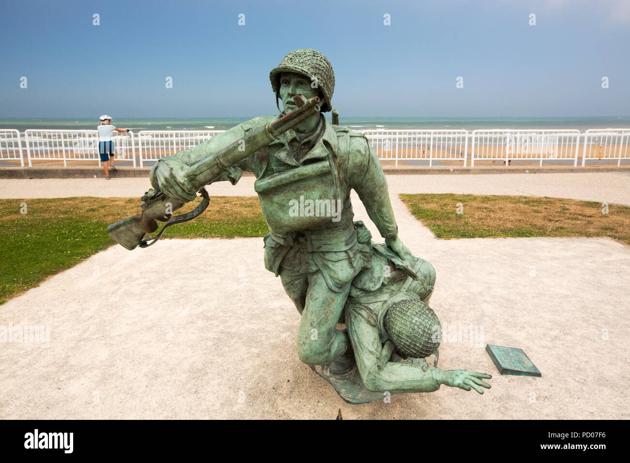 A 2nd World War monument in Vierville-Sur-Mer, sight of Omaha beach ...