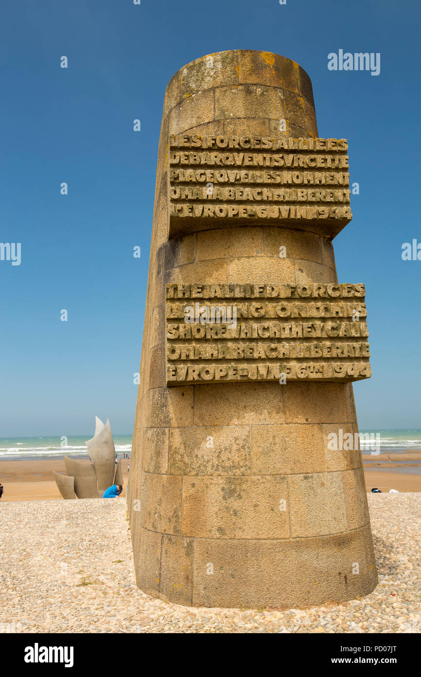 The Les Braves sculpture on Omaha Beach at Saint Laurent sur Mer, a ...