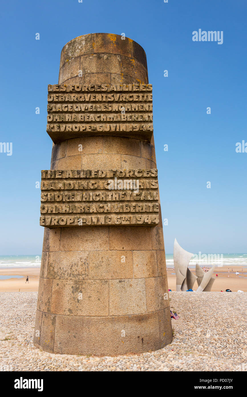 The Les Braves sculpture on Omaha Beach at Saint Laurent sur Mer, a ...