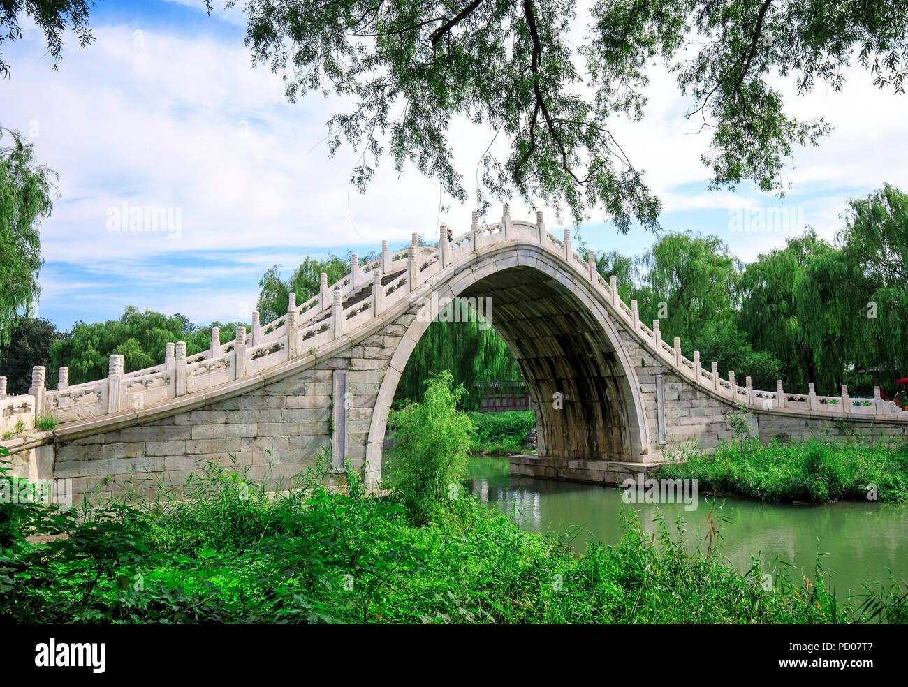 landscape photo of beautiful ancient arch bridge in summer palace of ...
