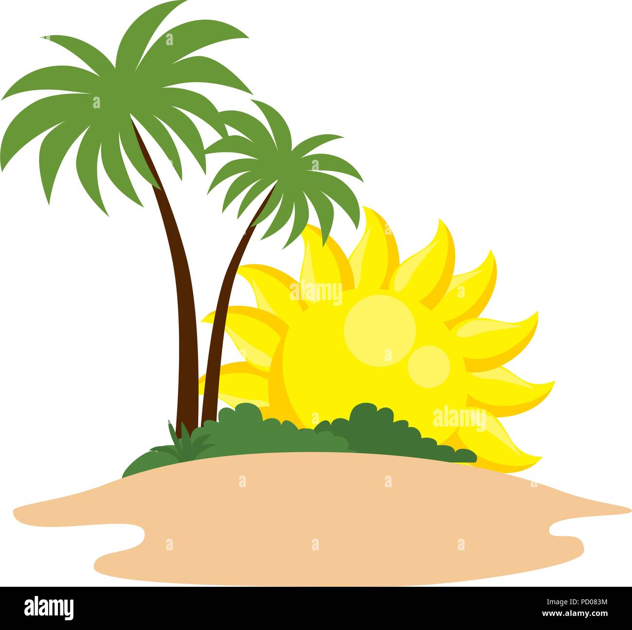 tree palms with sun scene vector illustration design Stock Vector Image ...