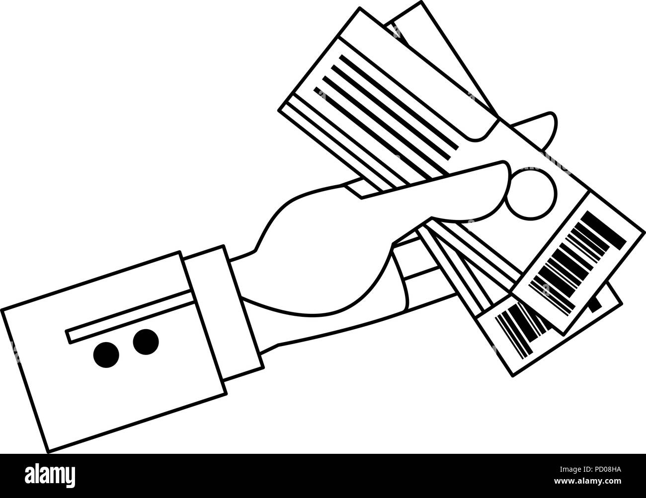 hand with tickets flight vector illustration design Stock Vector Image ...