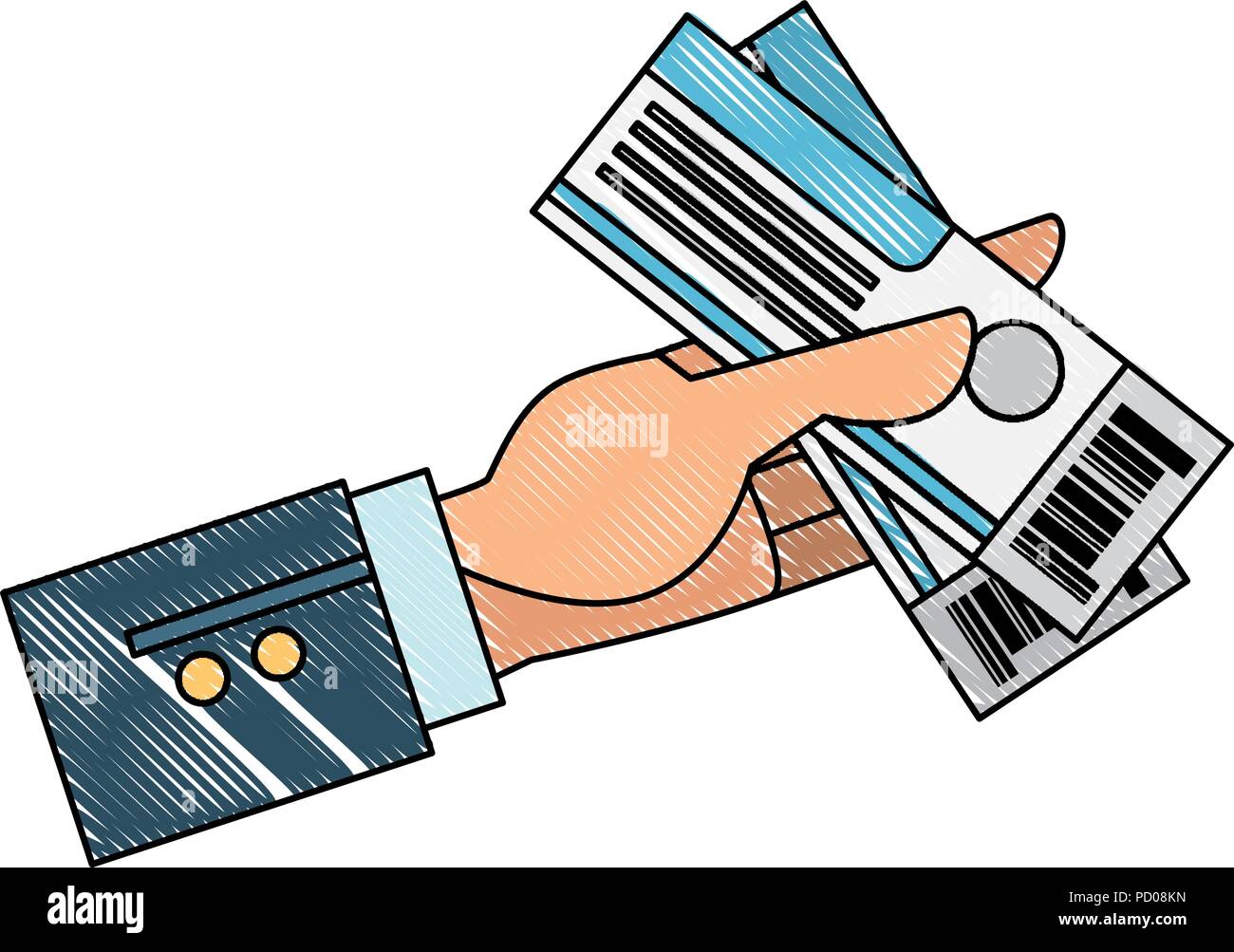 hand with tickets flight vector illustration design Stock Vector Image ...