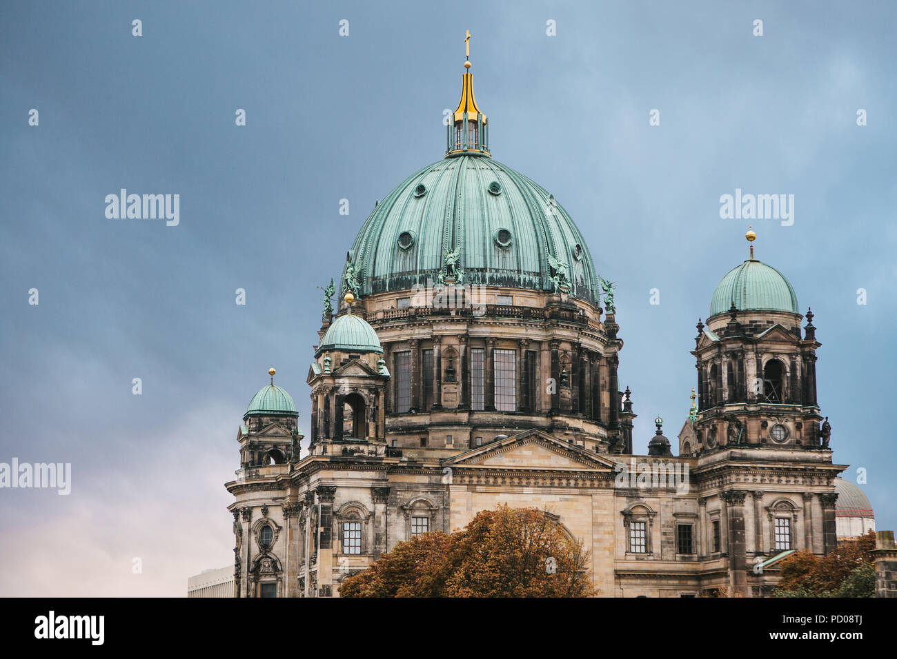 The Berlin Cathedral is called Berliner Dom against the backdrop of the ...