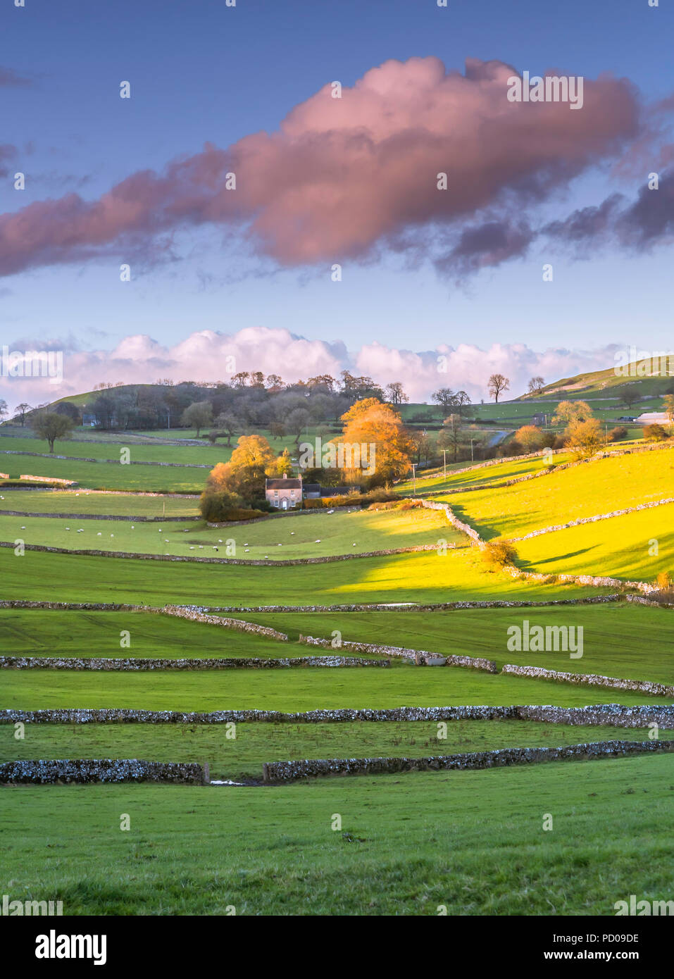 Views across the White Peak at Alstonefield near Ashbourne Stock Photo ...