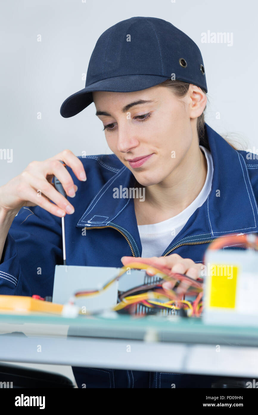 engineer working with circuits Stock Photo - Alamy