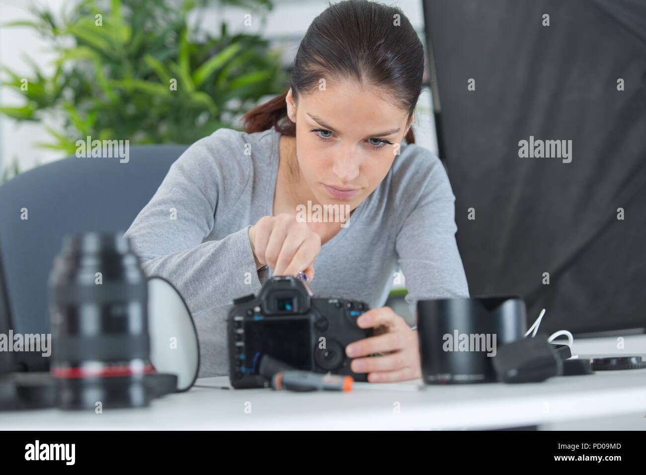 Pov camera desk hi-res stock photography and images - Alamy