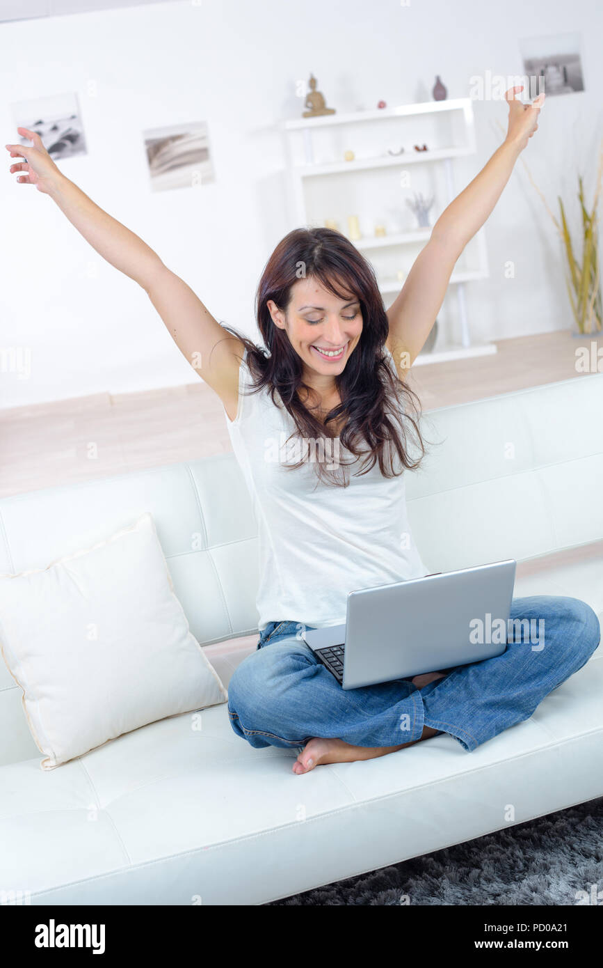 Exited beautiful young lady hi-res stock photography and images - Alamy