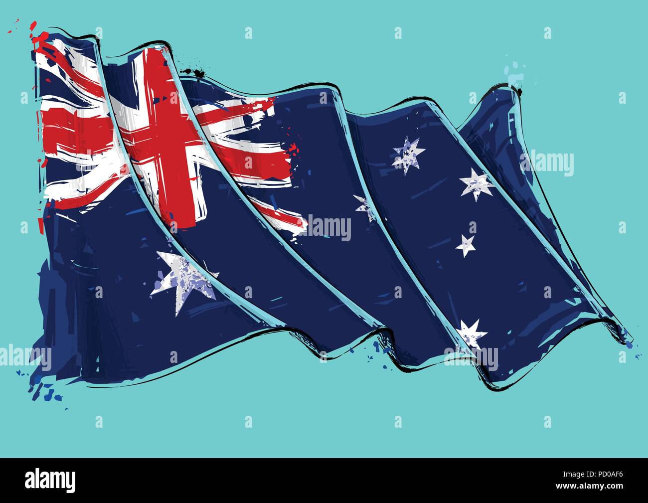 Vector grange Illustration of an Australian waving Flag. All elements ...