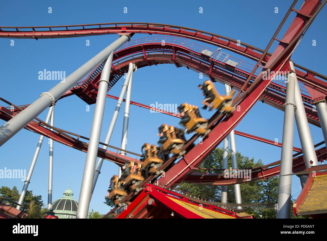 Roller Coaster at Tivoli Theme Park; Copenhagen; Denmark Stock Photo ...