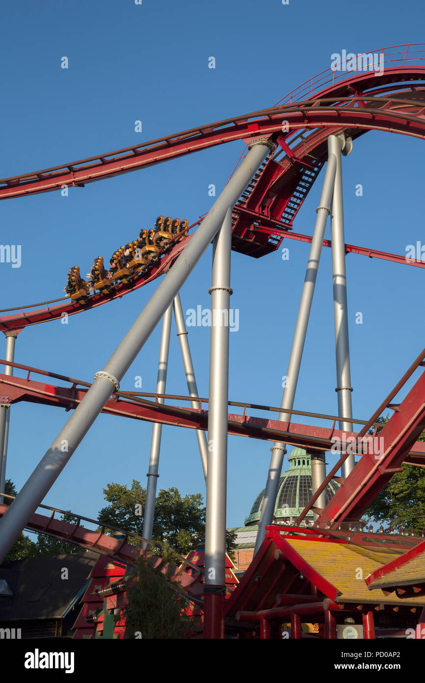 Roller Coaster in Tivoli Theme Park; Copenhagen; Denmark Stock Photo ...