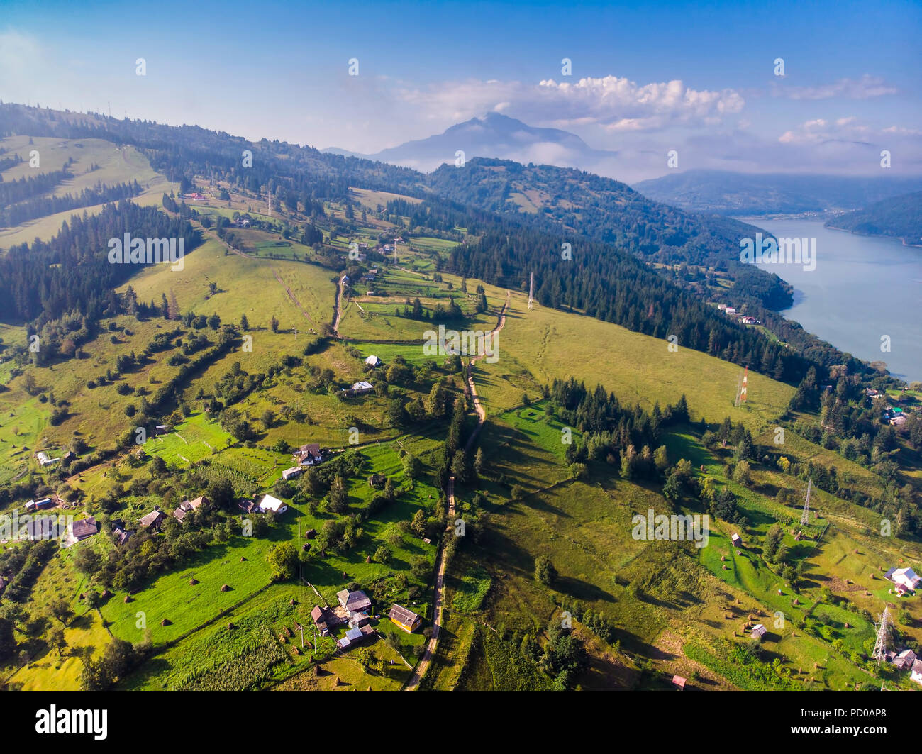 aerial view of road in the mountains of Romania Stock Photo - Alamy