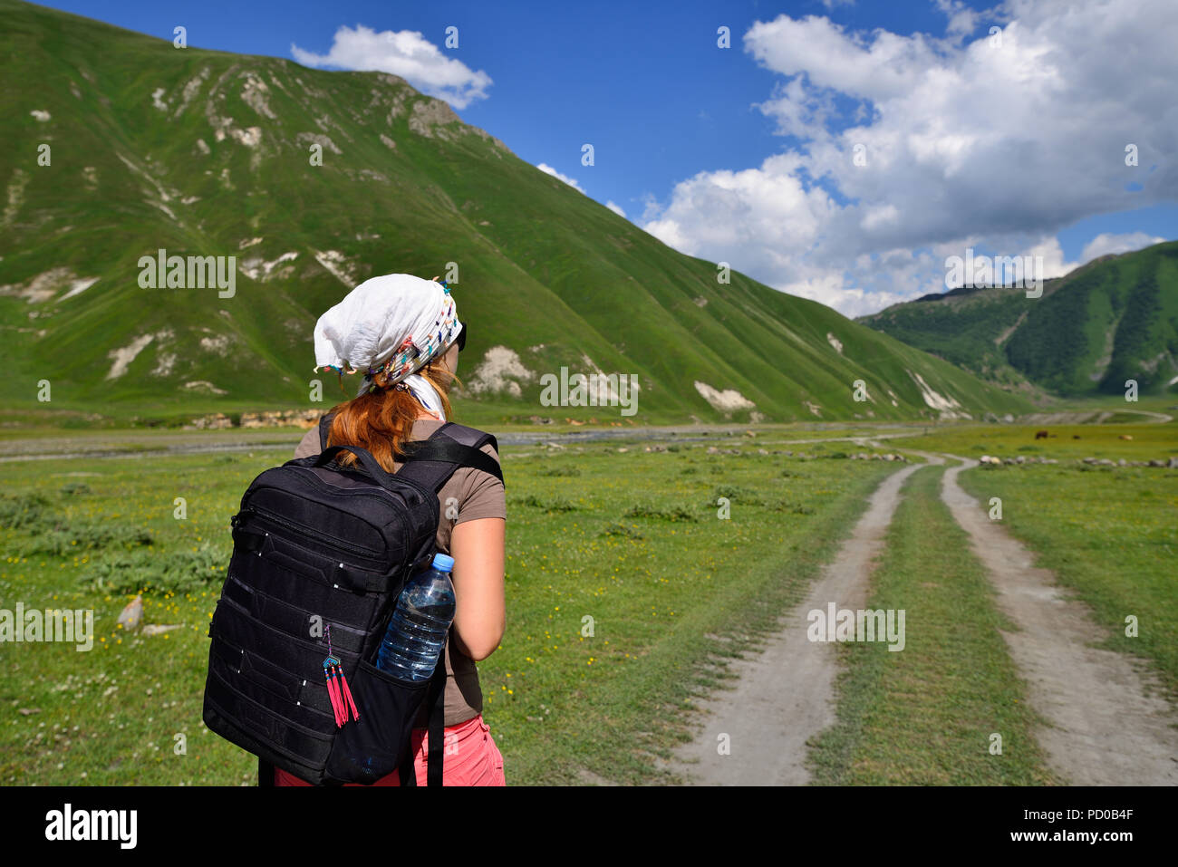 Beautiful Truso Gorge near the Kazbegi city in the mountains of the ...