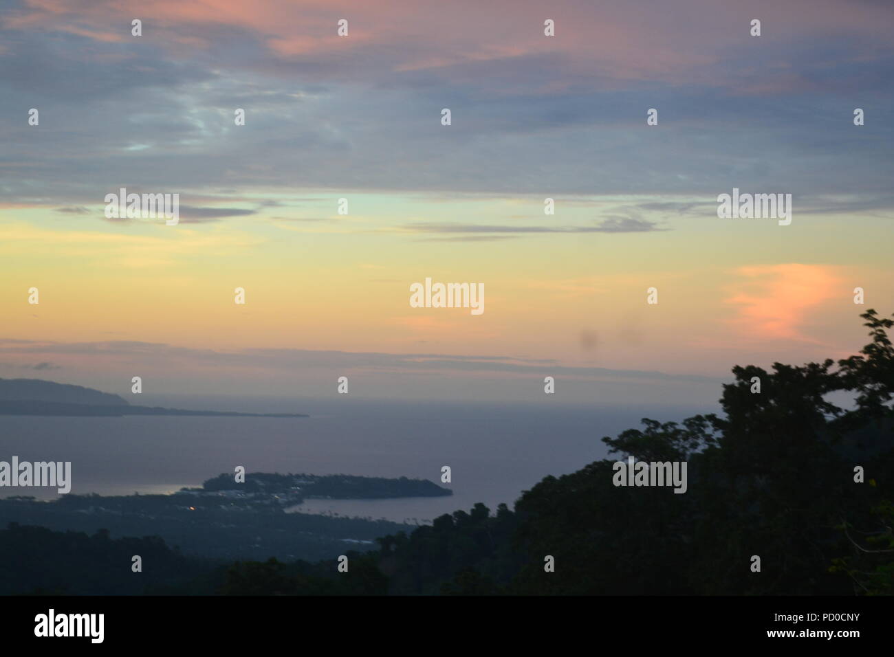 Wewak Harbour and Kairuru Island, Murik Lakes from the air. Papua New ...