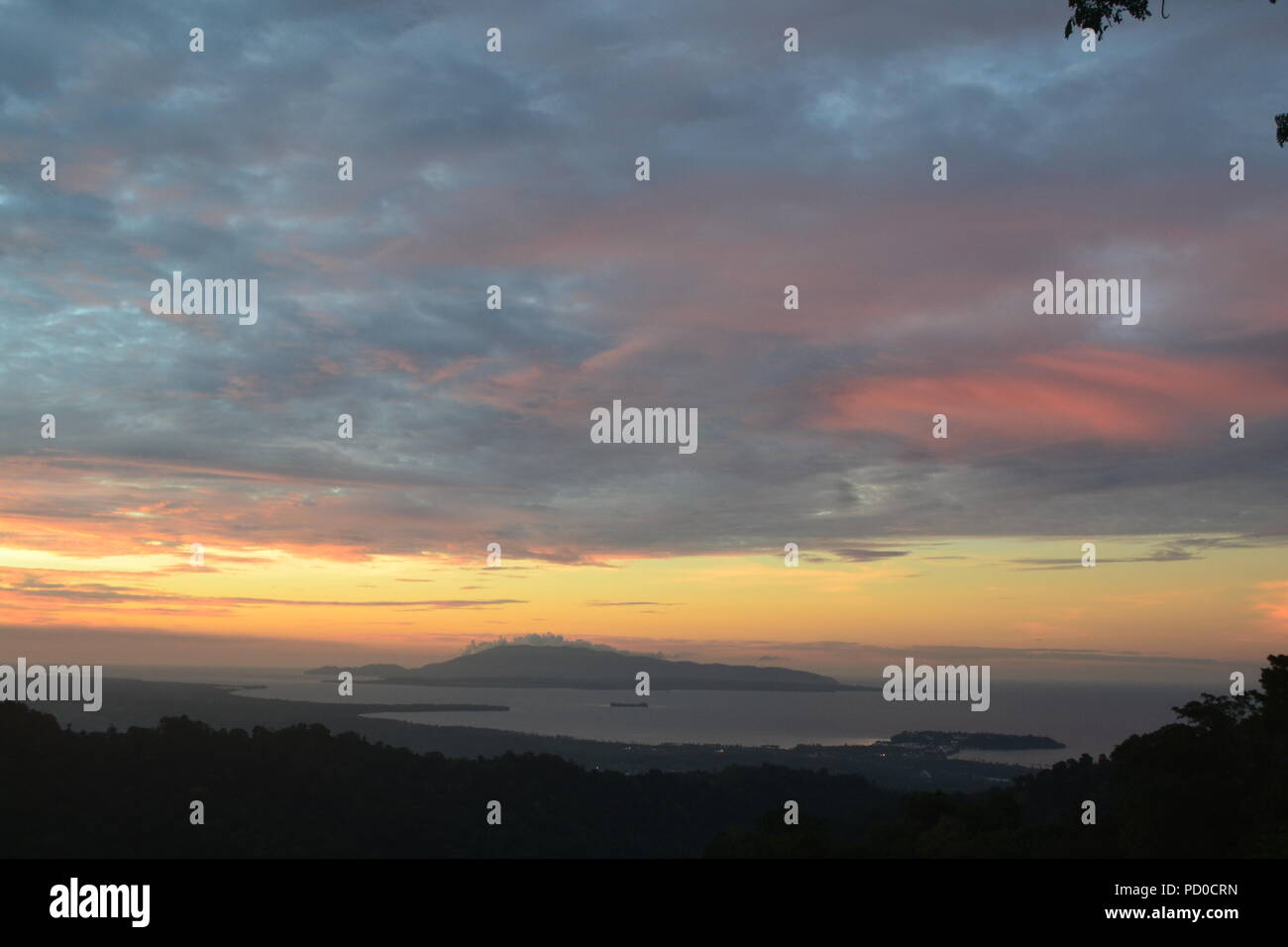Wewak Harbour and Kairuru Island, Murik Lakes from the air. Papua New ...