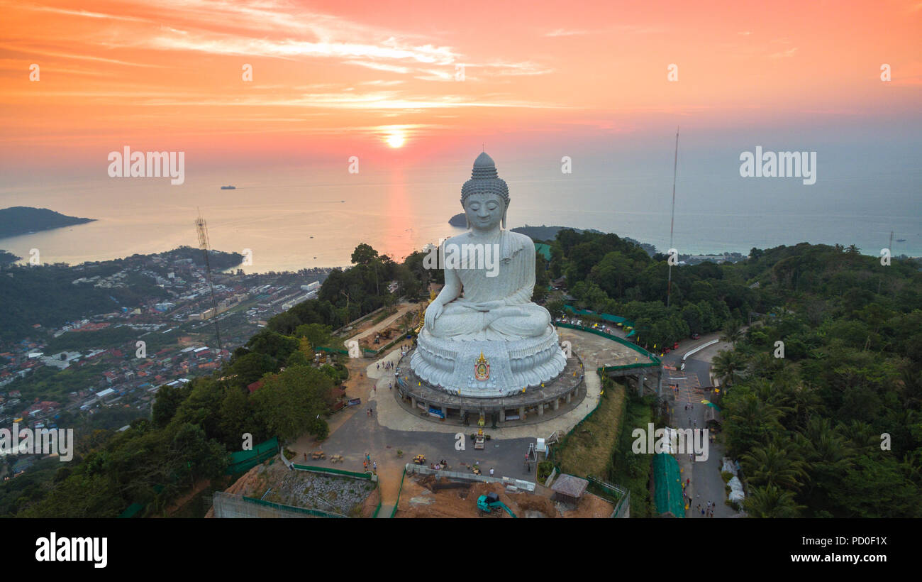 Stunning panoramic view Phuket white big Buddha landmark of Phuket ...