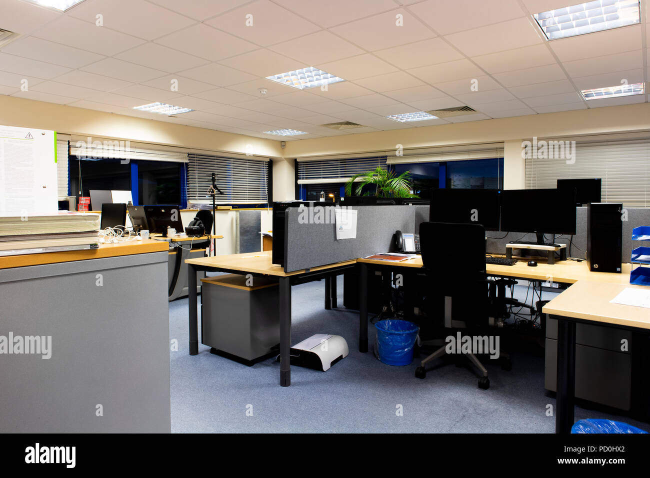 business office interior with computer workstations Stock Photo - Alamy