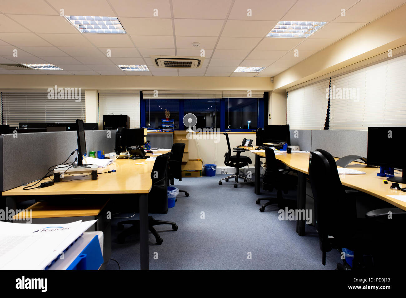 business office interior with computer workstations Stock Photo - Alamy