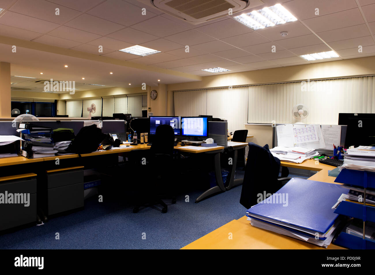 business office interior with computer workstations Stock Photo - Alamy