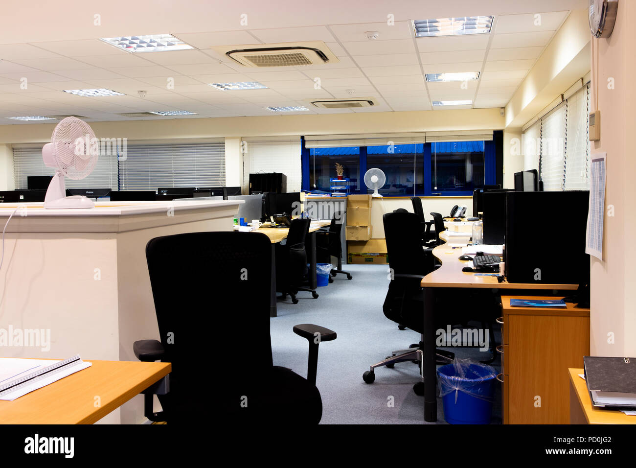 business office interior with computer workstations Stock Photo - Alamy