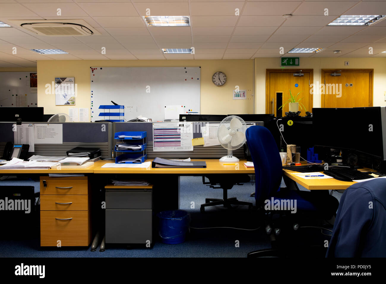 business office interior with computer workstations Stock Photo - Alamy