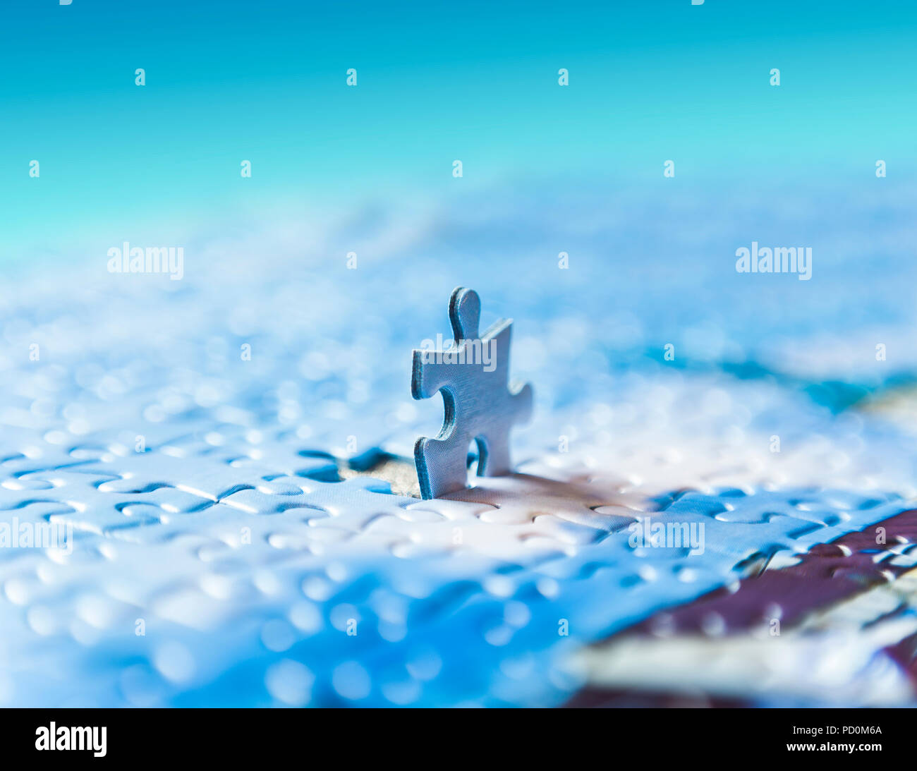 one puzzle piece stand out from the crowd. business concept Stock Photo ...