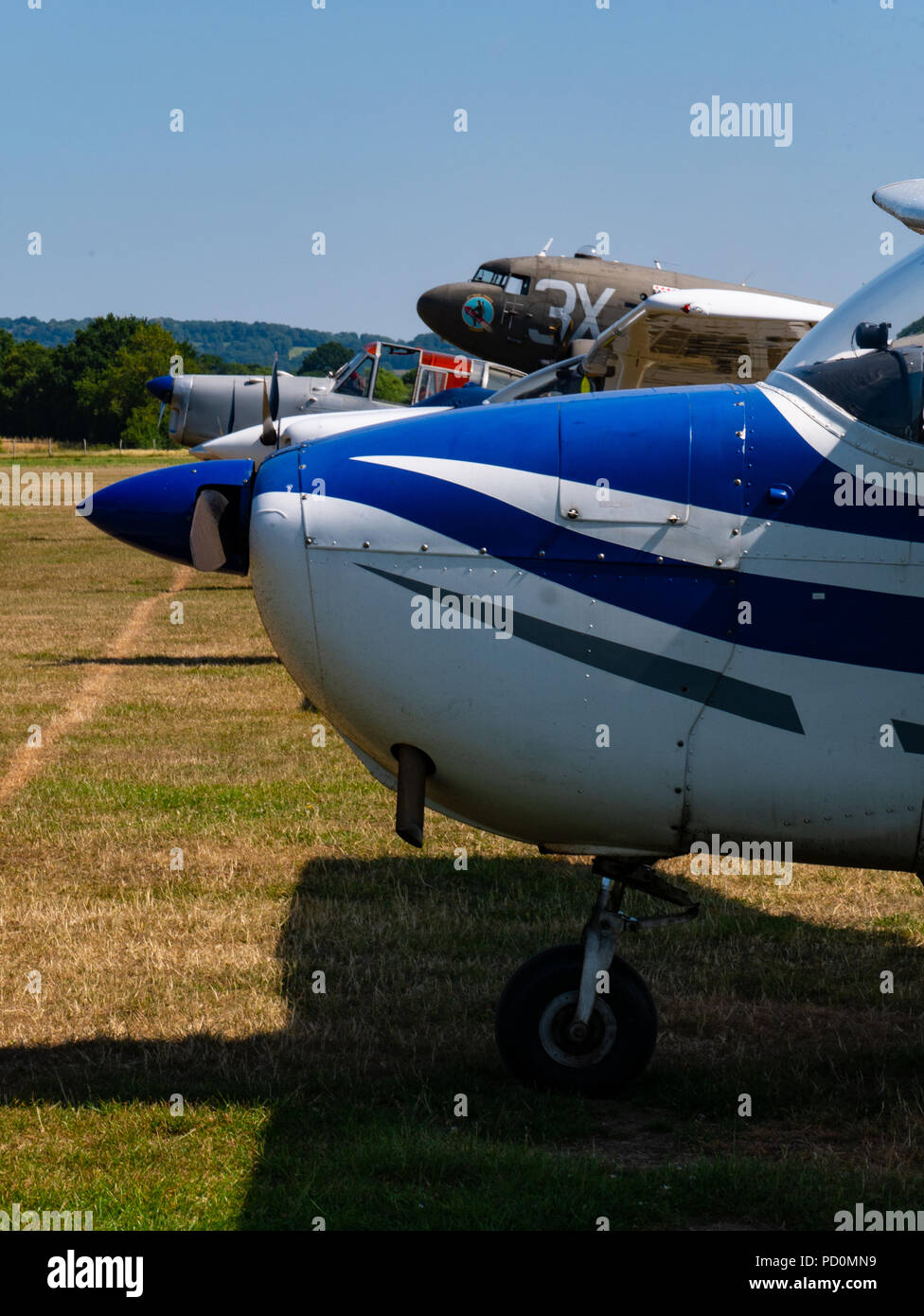 Light aircraft on airfield Stock Photo - Alamy