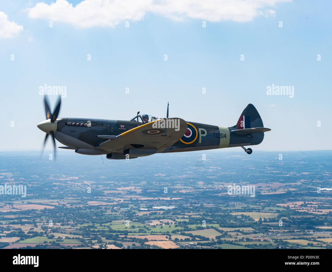 Supermarine Spitfire MKIX TD314 St George in flight, air-to-air ...