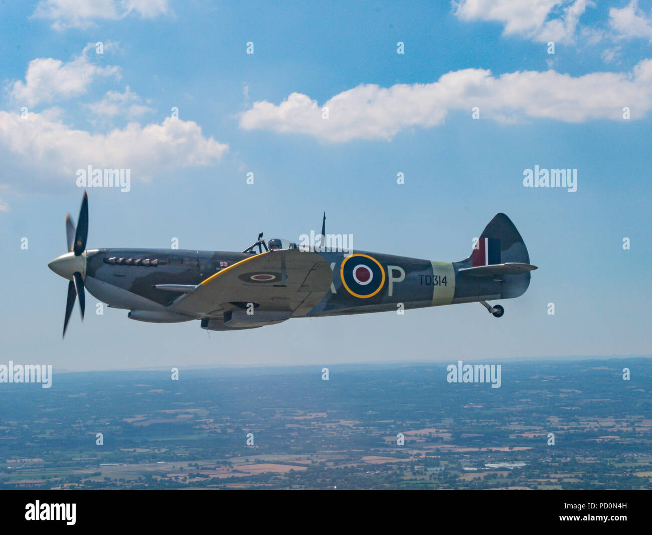 Supermarine Spitfire MKIX TD314 St George in flight, air-to-air ...