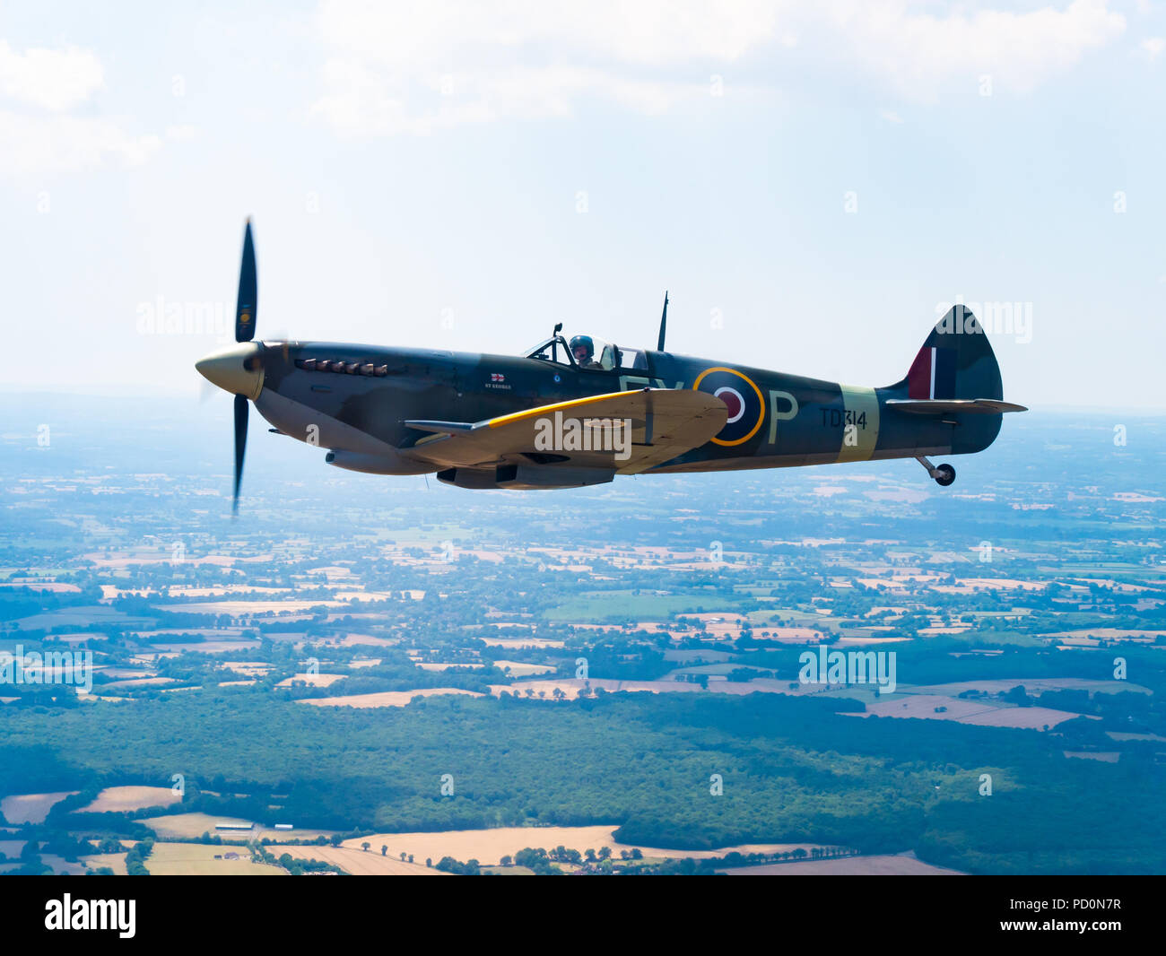 Supermarine Spitfire MKIX TD314 St George in flight, air-to-air ...