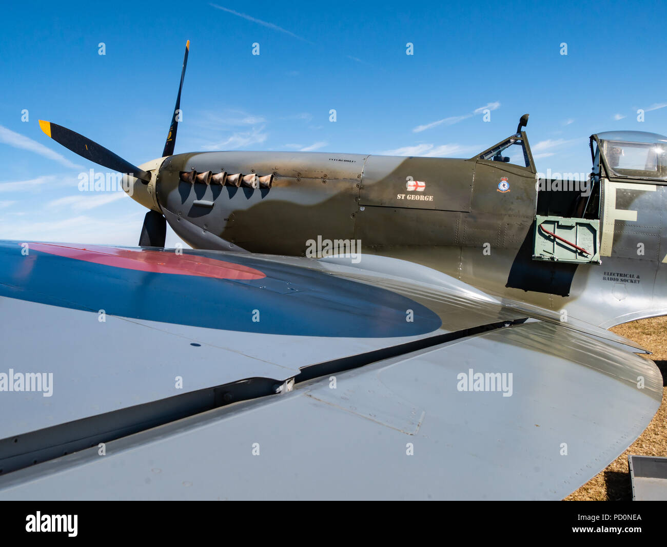 Supermarine Spitfire MKIX TD314 St George, Headcorn, Kent UK, close-up ...