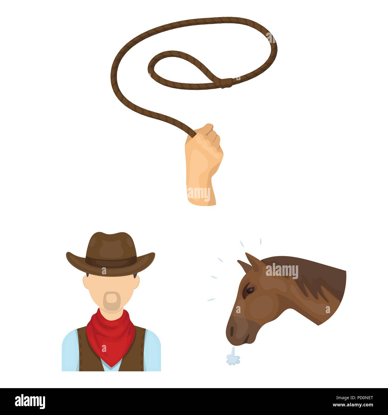 Rodeo, competition cartoon icons in set collection for design. Cowboy ...