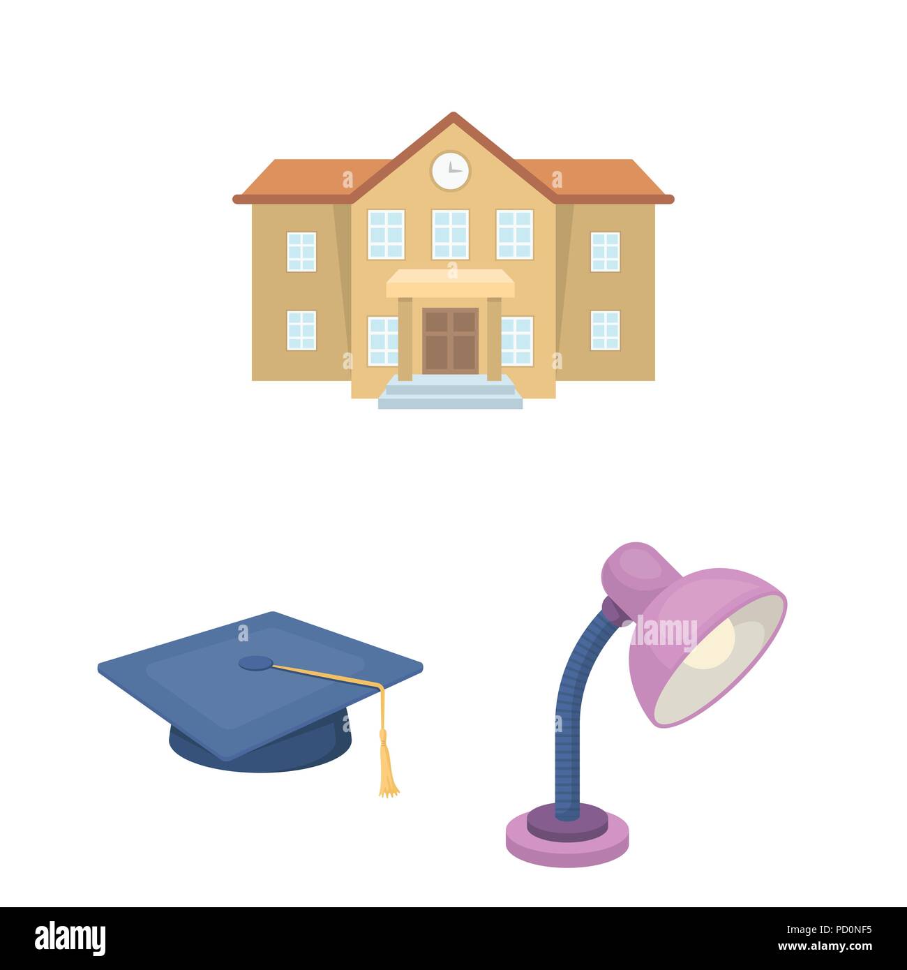 School and education cartoon icons in set collection for design.College ...
